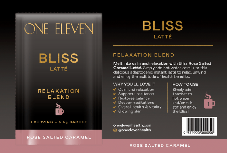 Bliss Latté Single Sachet Sample: Rose Salted Caramel – One Eleven Health